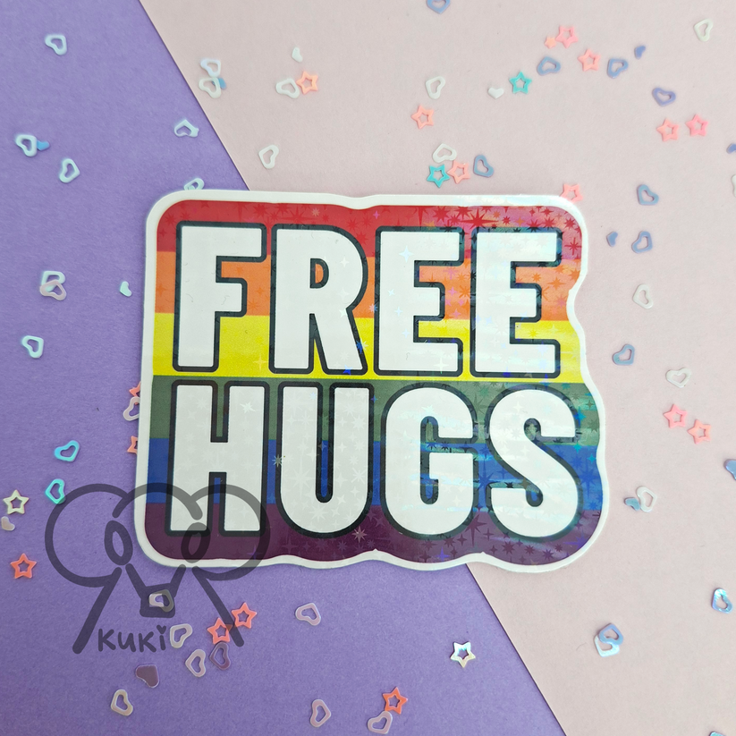 Free Hugs | Holo Sticker – Kuki The Rat